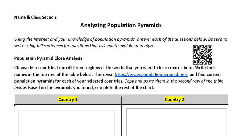 2.3 Population Pyramid Analysis Activity Form - Studocu