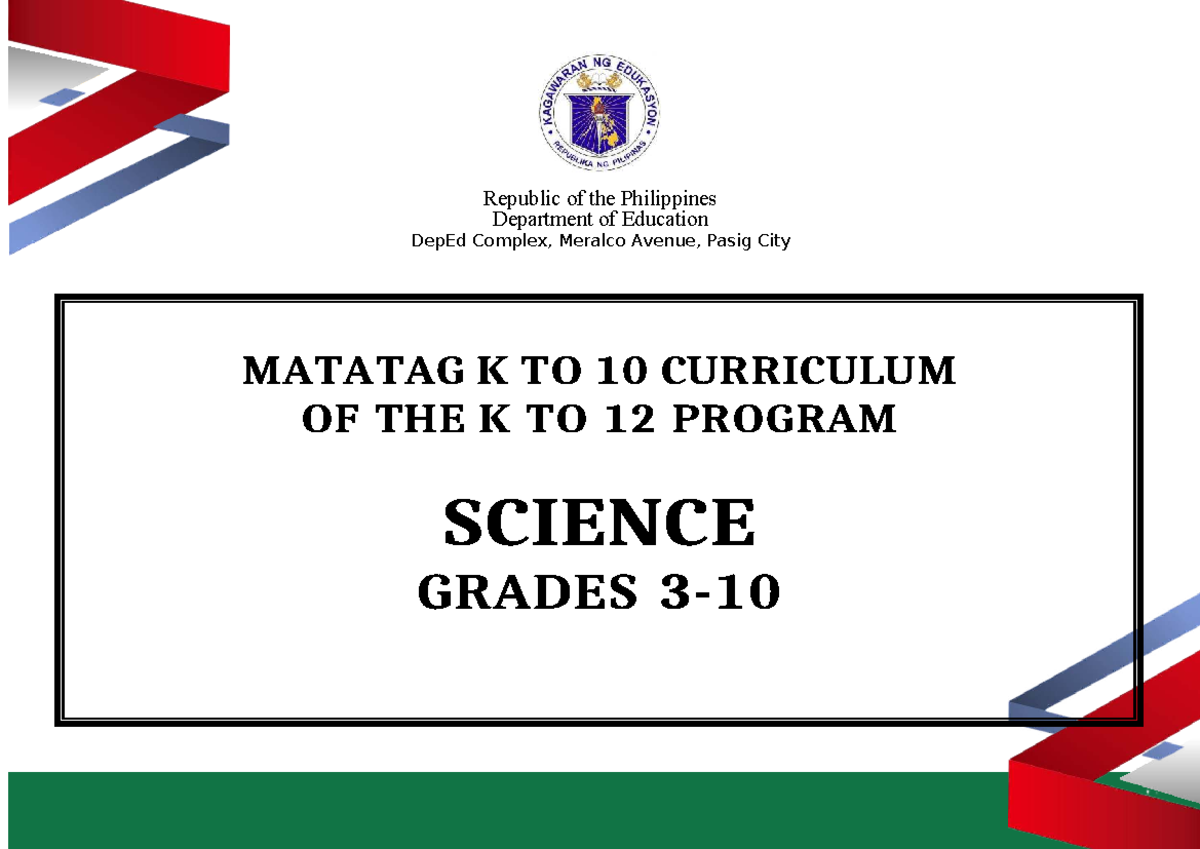 Final MATATAG Science Curriculum Guide (Grades 3-10) 2023 - Studocu
