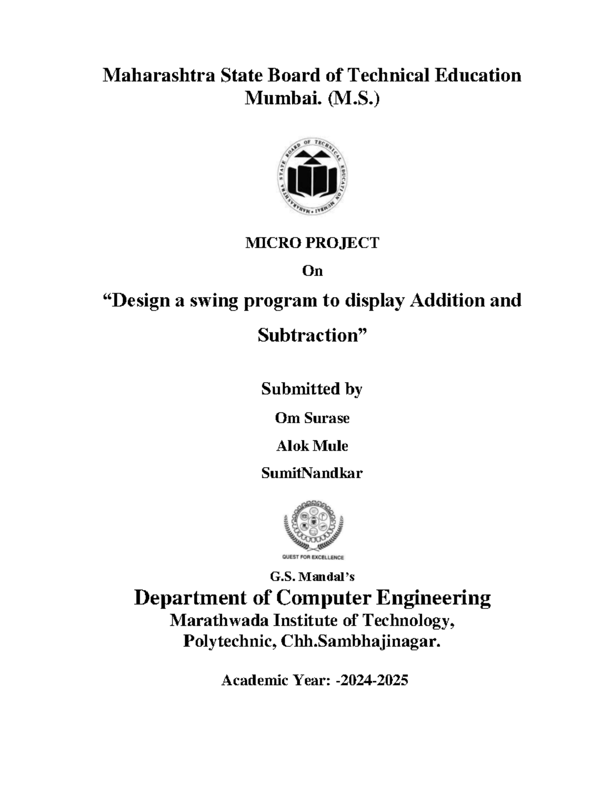 Adavanced Java - Microproject - Maharashtra State Board of Technical ...