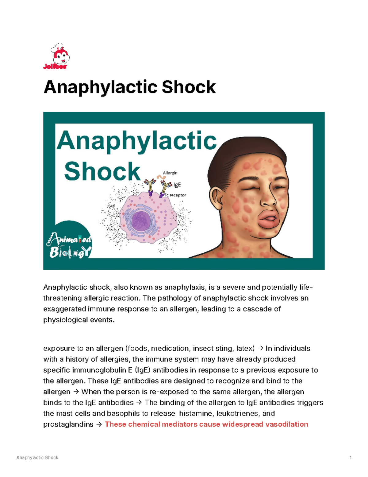 Anaphylactic Shock Overview: Causes, Symptoms, and Management - Studocu