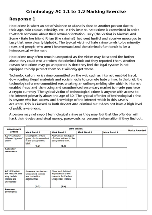 AC1.1 Model Answer - Unit 3 – Crime scene to Courtroom AC1 Model Answer ...