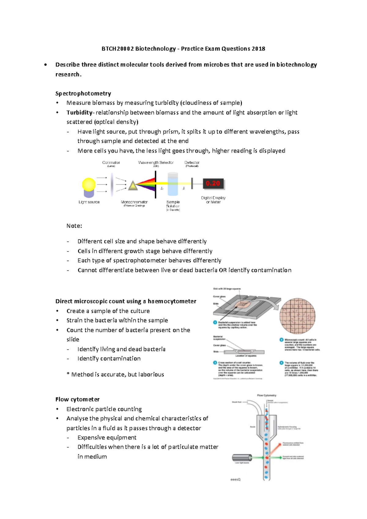 BTCH20002 Biotechnology - Practice Exam Questions and Answers 2018 ...