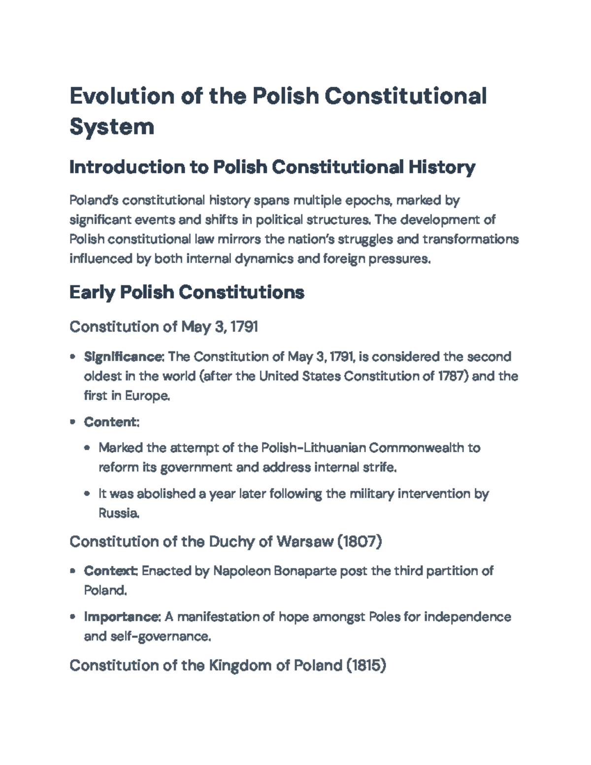 Evolution of the Polish Constitutional System: Historical Overview and ...