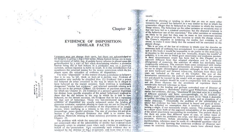 Evidence Of Disposition- Similar Facts - e ) e rrs vew s B T e T T A Ty ...