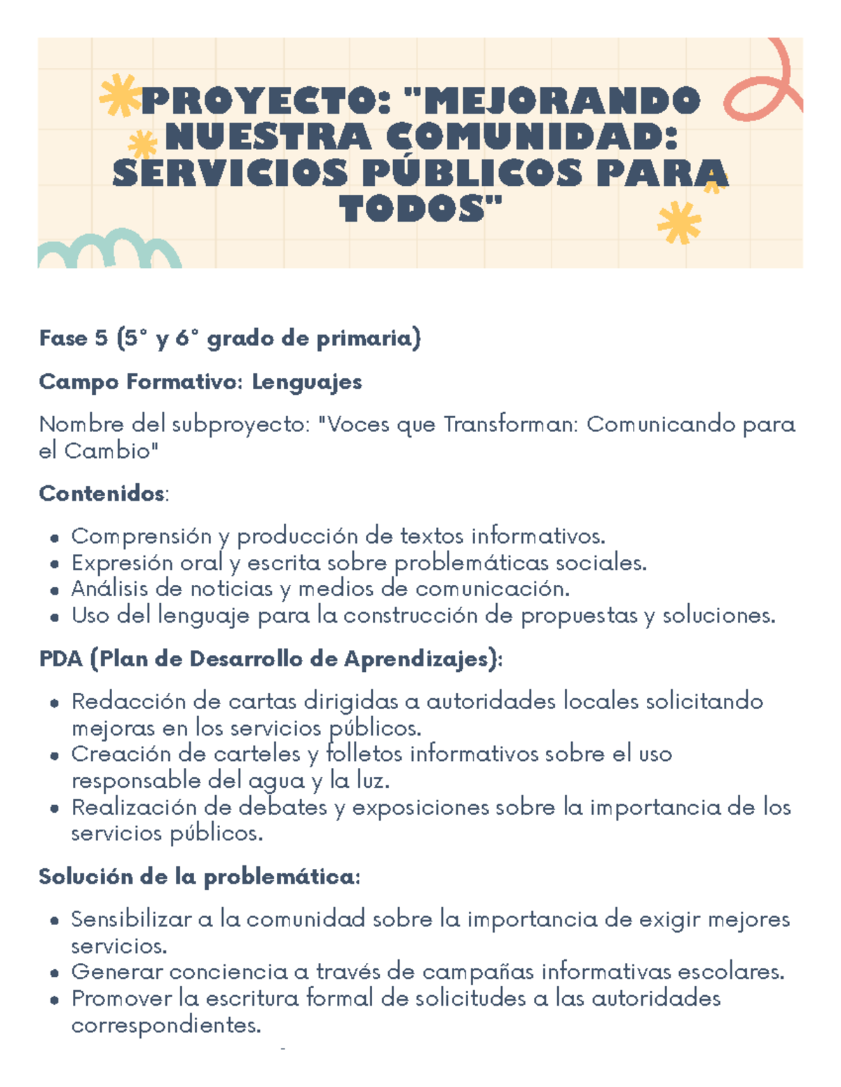 Proyecto de Tarea: Mejorando Servicios Públicos en la Comunidad - Studocu