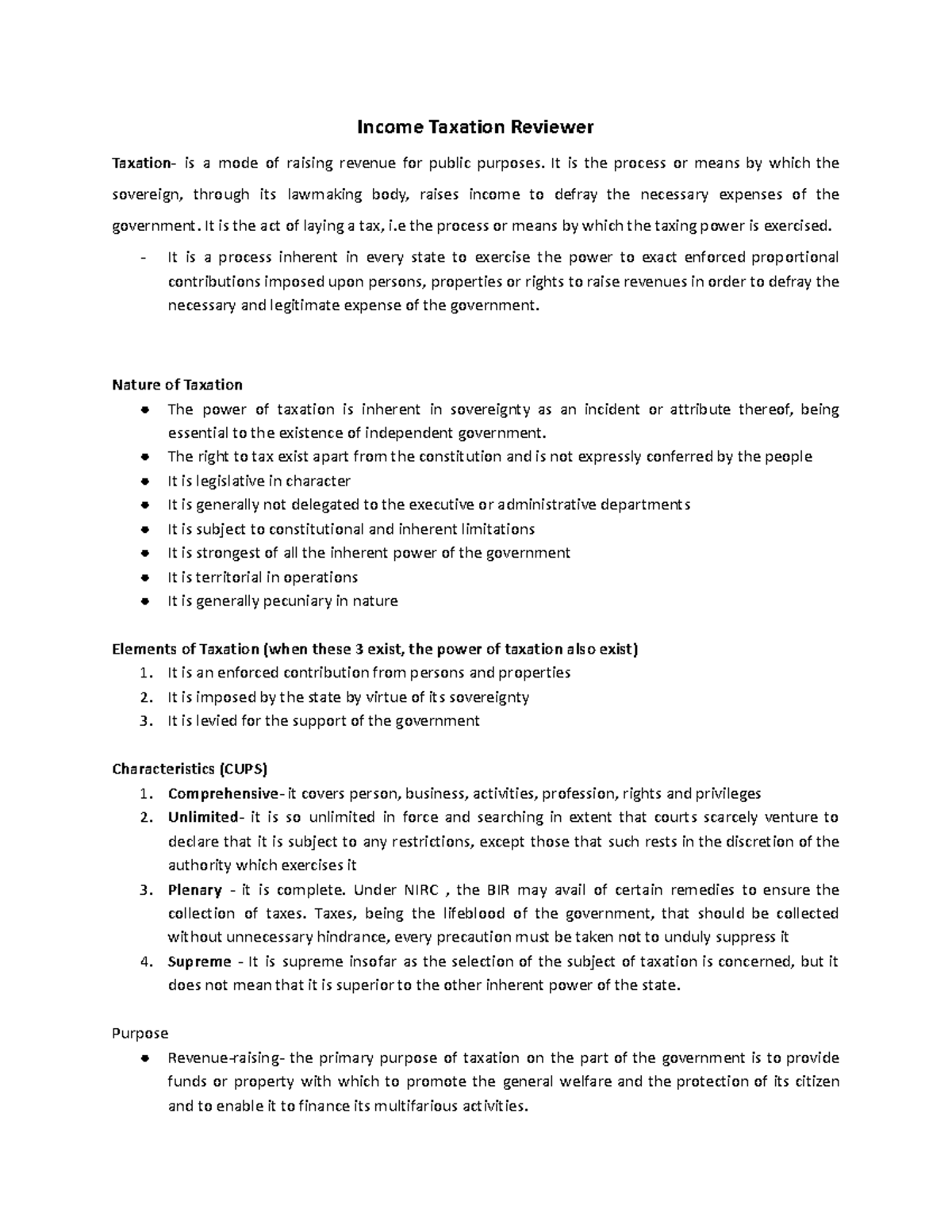 Income Taxation Reviewer: Key Concepts and Principles Explained - Studocu