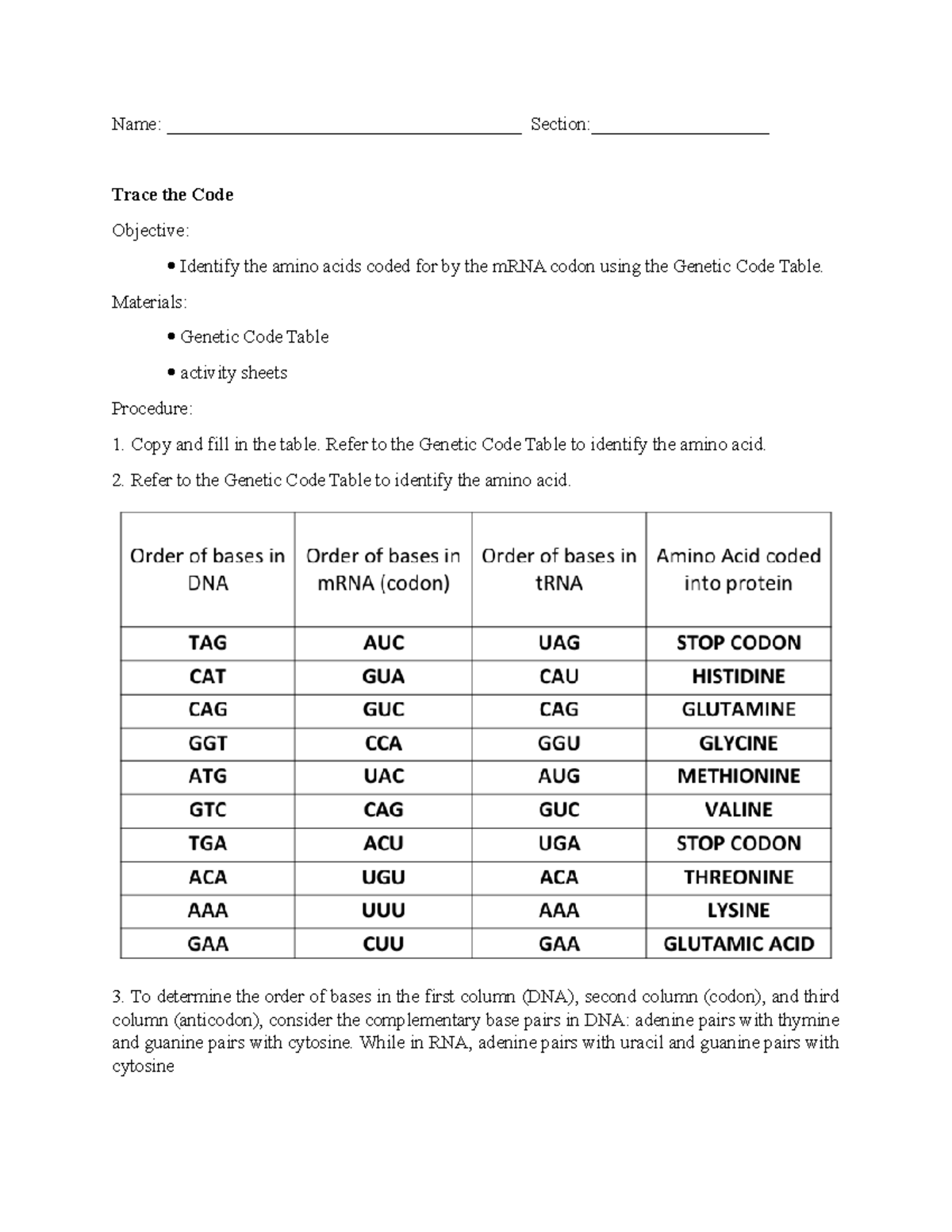 Trace me - learning material - Name ...