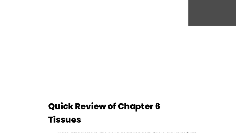 Class 9 Science: Quick Review of Chapter 6 - Tissues Notes - Studocu