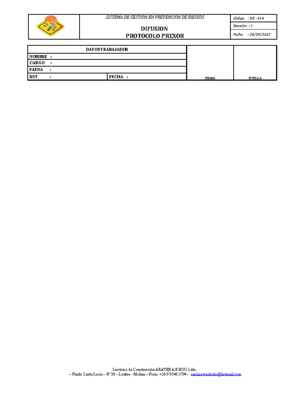 RE-014 - Protocolo de Prevención de Riesgos por Exposición al Ruido ...