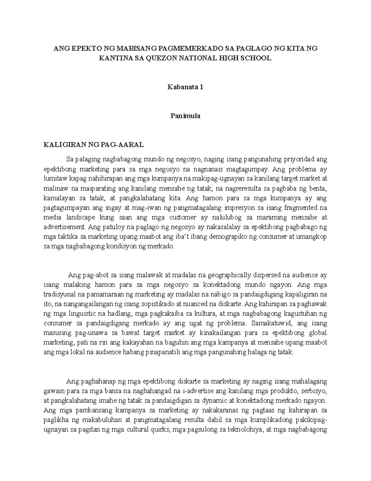 Pagbasa at pag sulat - FOR SENIOR HIGH STUDENT - ANG EPEKTO NG MABISANG ...