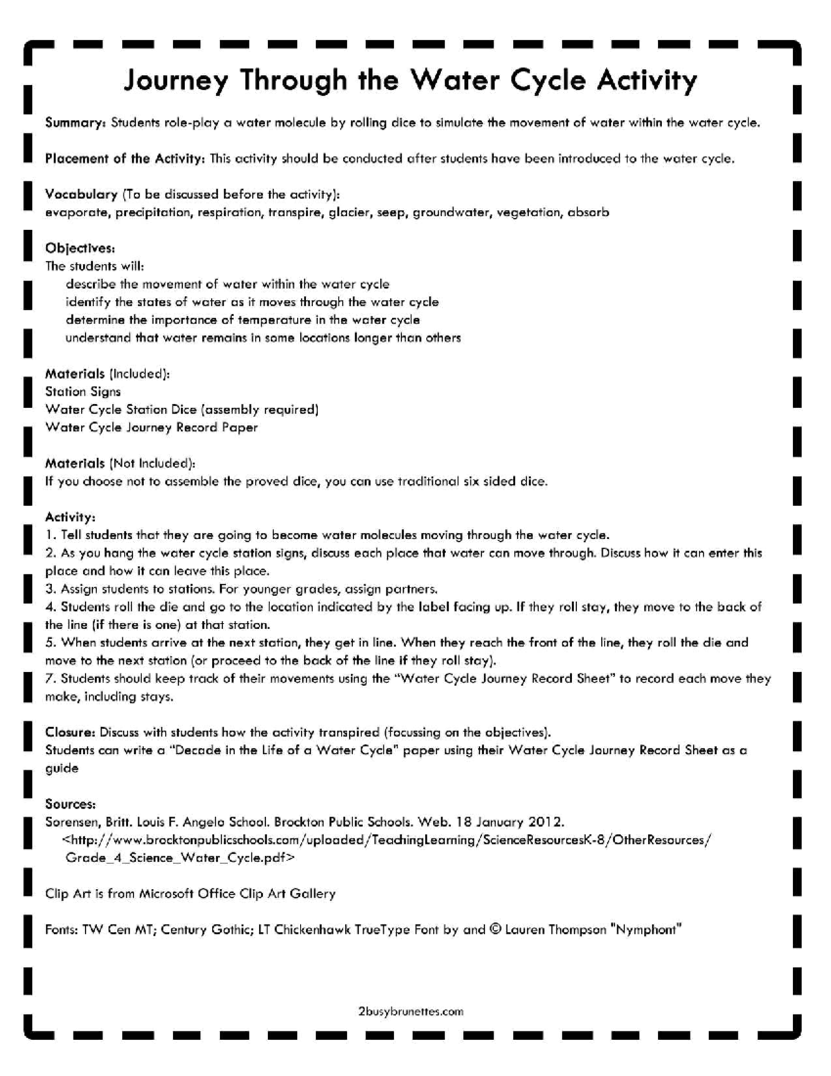 The Water Cycle Journey Activity Summary - Studocu