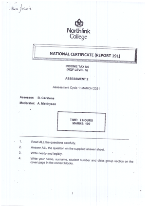 Vat Calculations - Income tax notes - N6 FA PRACTICE ASSESSMENT- VAT ...