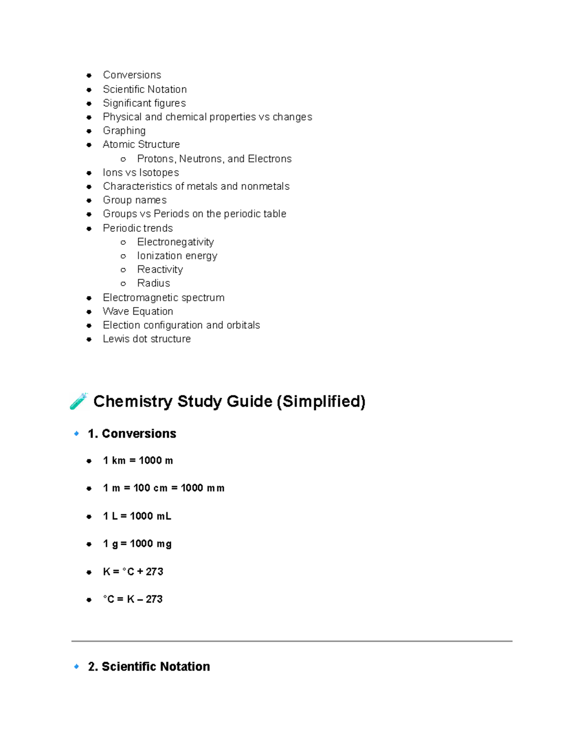Chemistry Study Guide (Simplified) - Key Concepts & Terms - Studocu