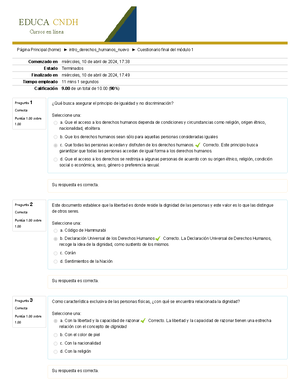 Examen Módulo 1 - EDUCA CNDH Cursos en línea Página Principal (home ...