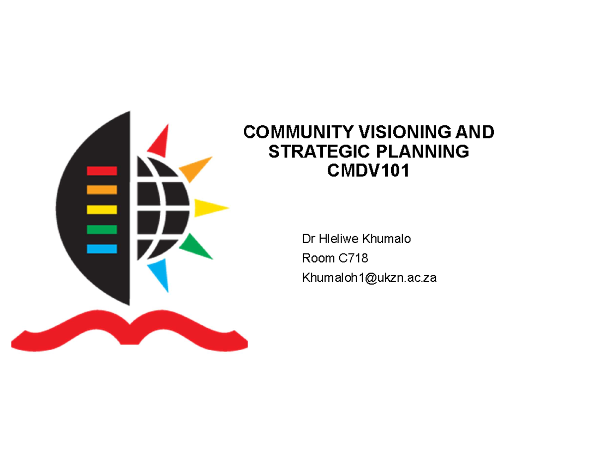 CMDV101 Lecture: Community Visioning & Strategic Planning - Studocu