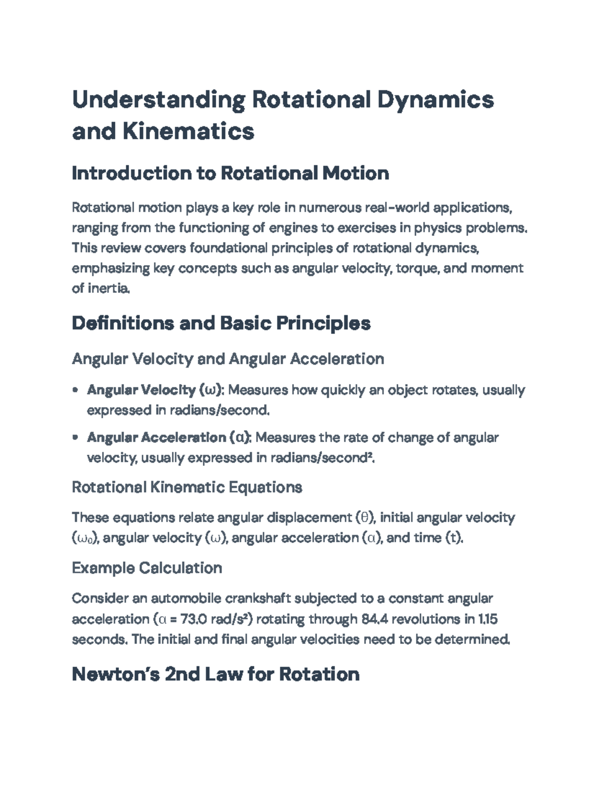 Understanding Rotational Dynamics: Principles and Applications (PHYS ...