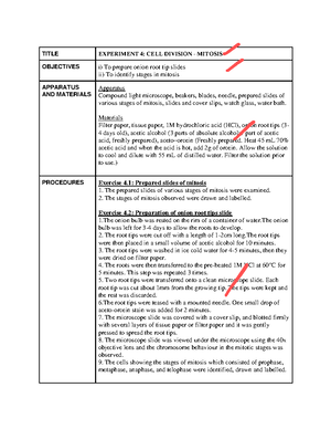 LAB Report EXP 1 (SEM 1) ( Marked) - TITLE Experiment 1: Basic Techniques in Microscopy ...