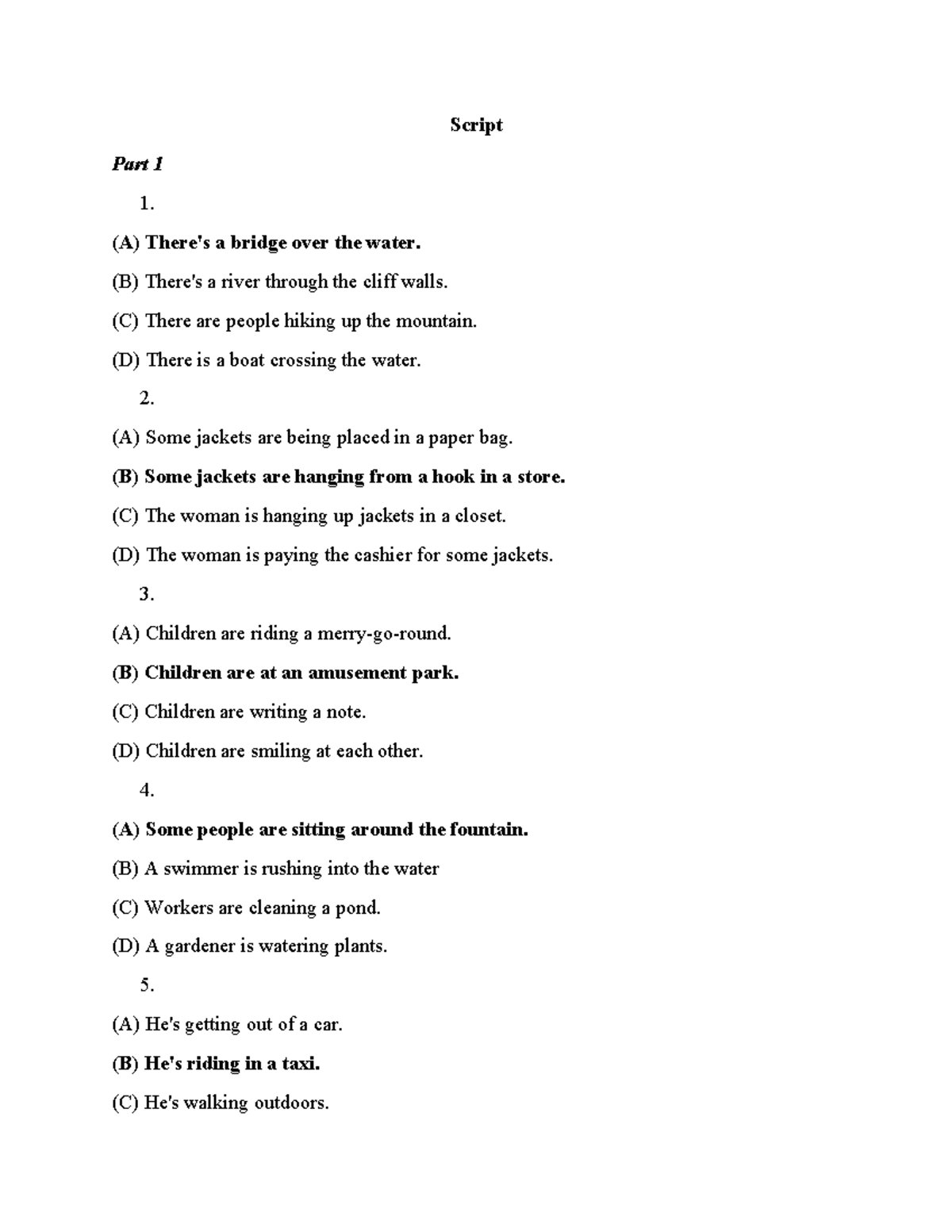 Listening Revision Script - Part 1 2 - Script Part 1 1. (A) There's a ...