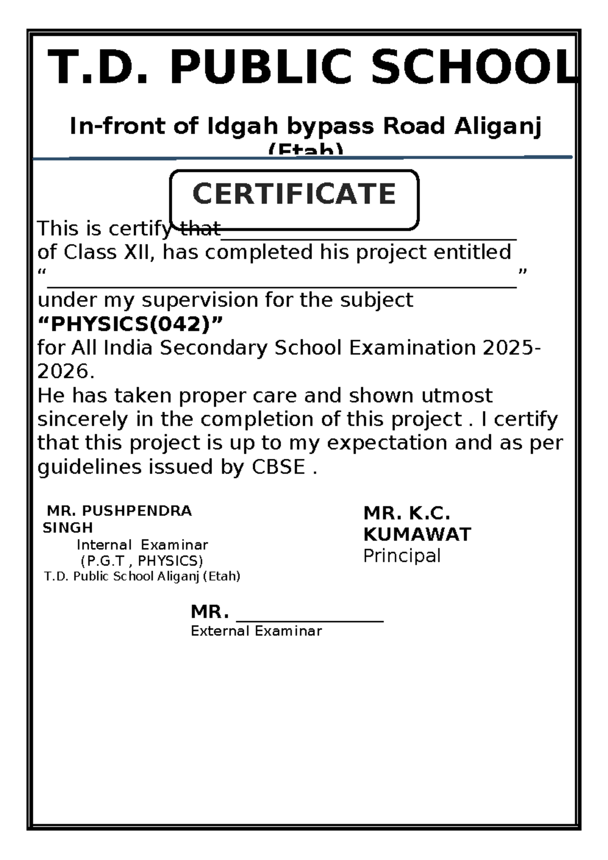 Certificate - Nuce - This is certify that ...