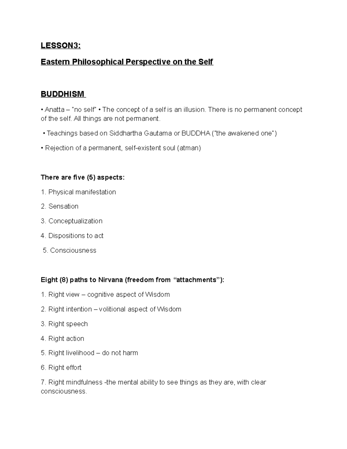 GE 1 Understanding the Self - Lesson 3 - Eastern Philosophy - LESSON3 ...
