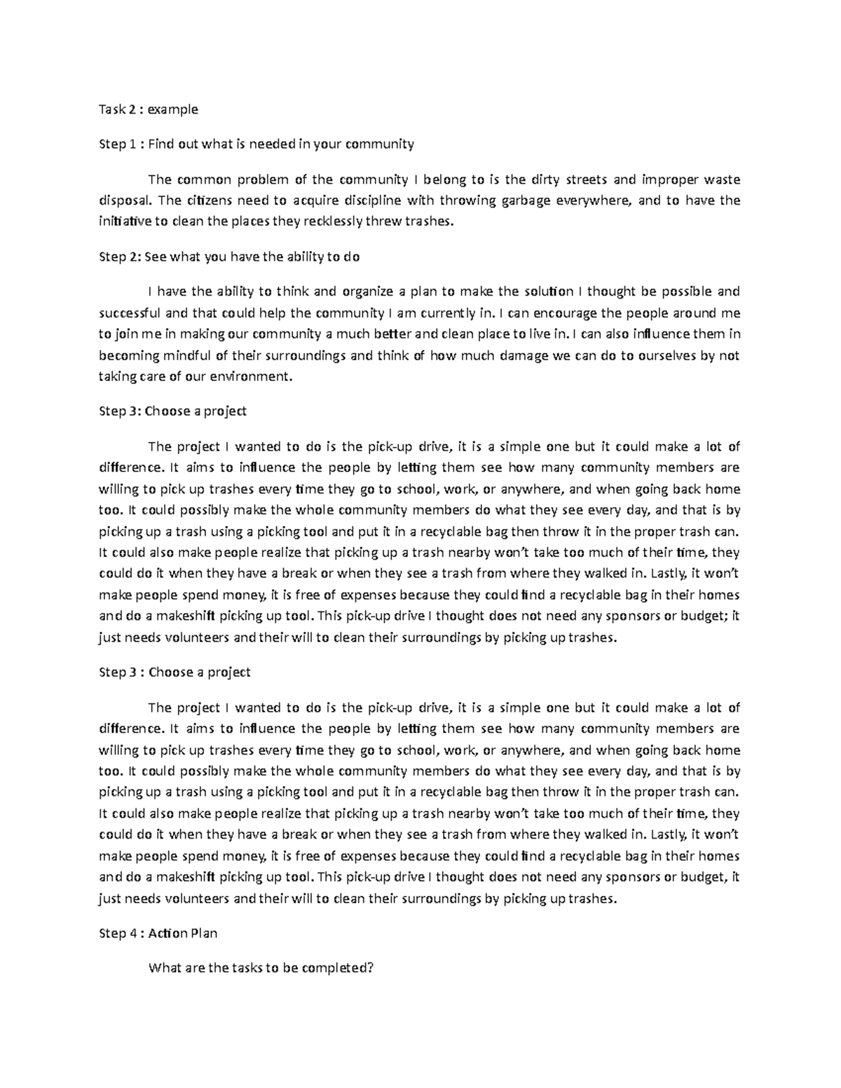 NSTP 2 Project Proposal: Community Clean-Up Drive Plan - Studocu