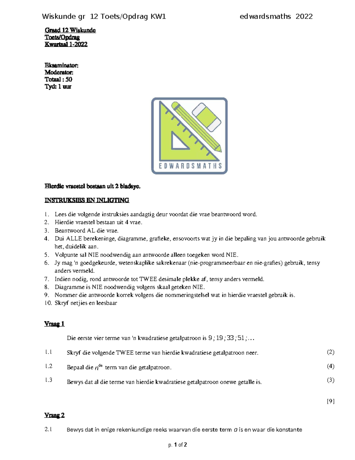Gr%2012 %20Edwardsmaths%20Toets%20of%20Opdrag%20Rye%20en%20Reekse%20Kw1 ...