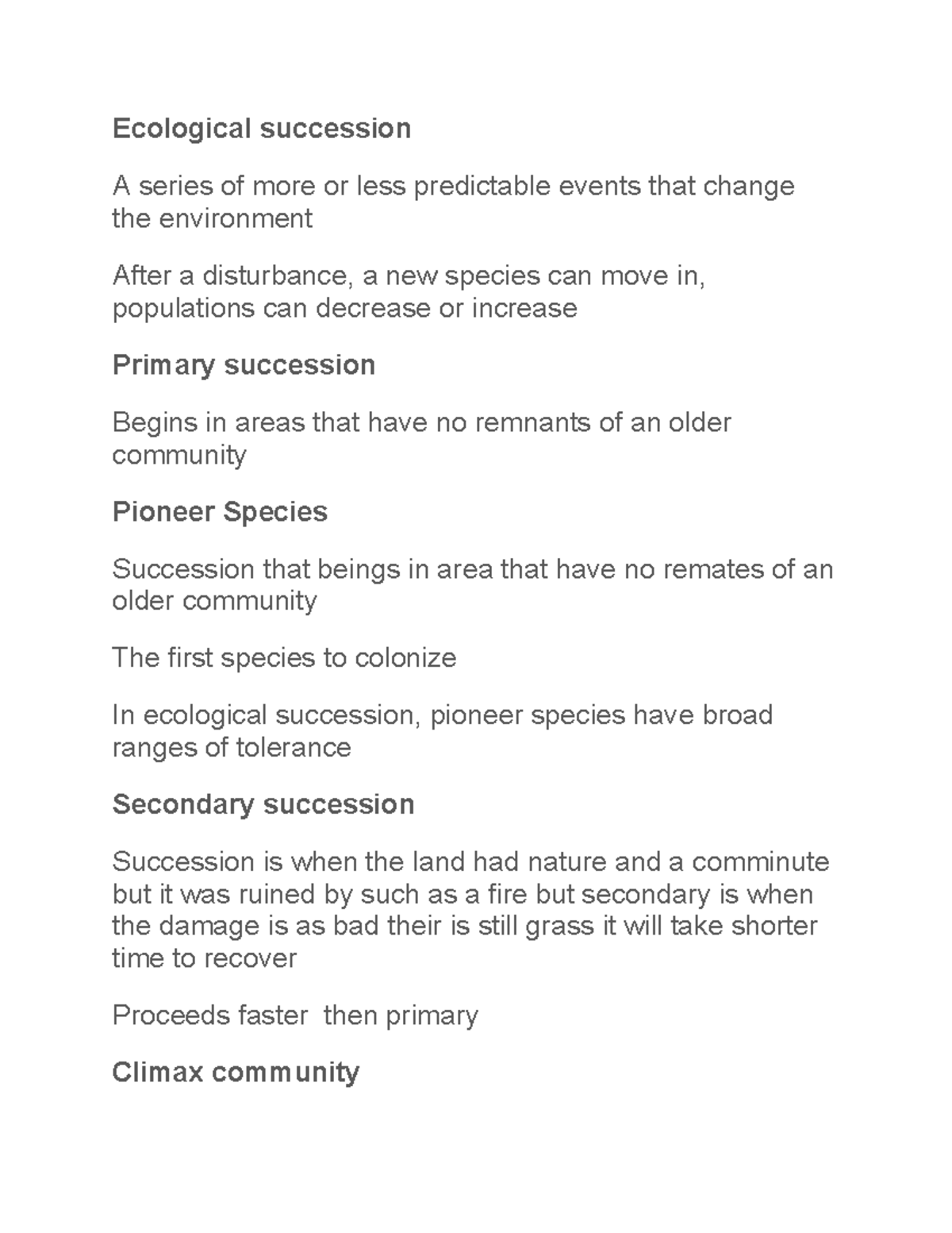 Ecological Succession & Matter Cycles: An In-Depth Study Guide - Studocu
