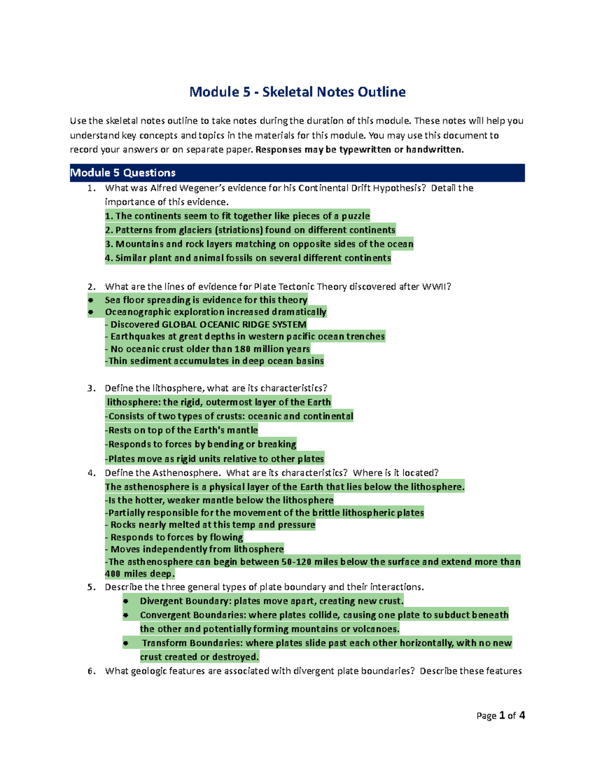 Module 5 Skeletal Notes - Module 5 - Skeletal Notes Outline Use the ...
