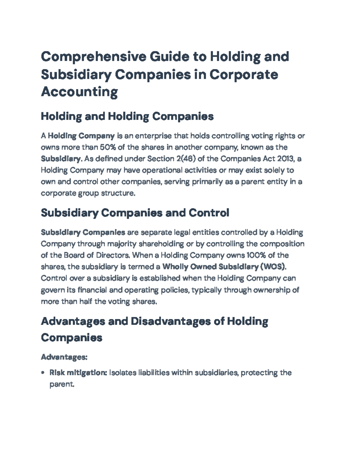 Comprehensive Guide to Holding & Subsidiary Companies in Corp. Acct ...