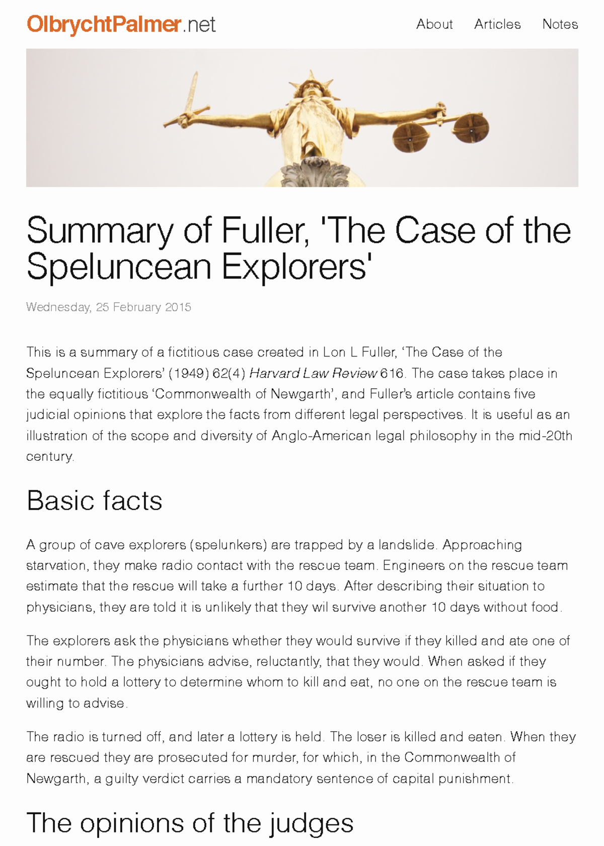 Speluncean Explorers Case: Summary of Legal Perspectives and Judgments ...