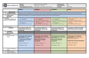 LESSON PLAN FOR COMPUTER SYSTEM SERVICING ICT/TVL - LESSON PLAN FOR ...