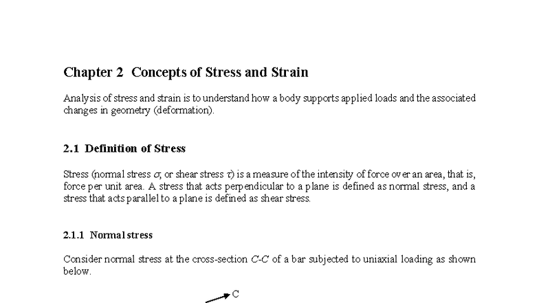 Chapter 2: Concepts of Stress and Strain Analysis Notes - Studocu