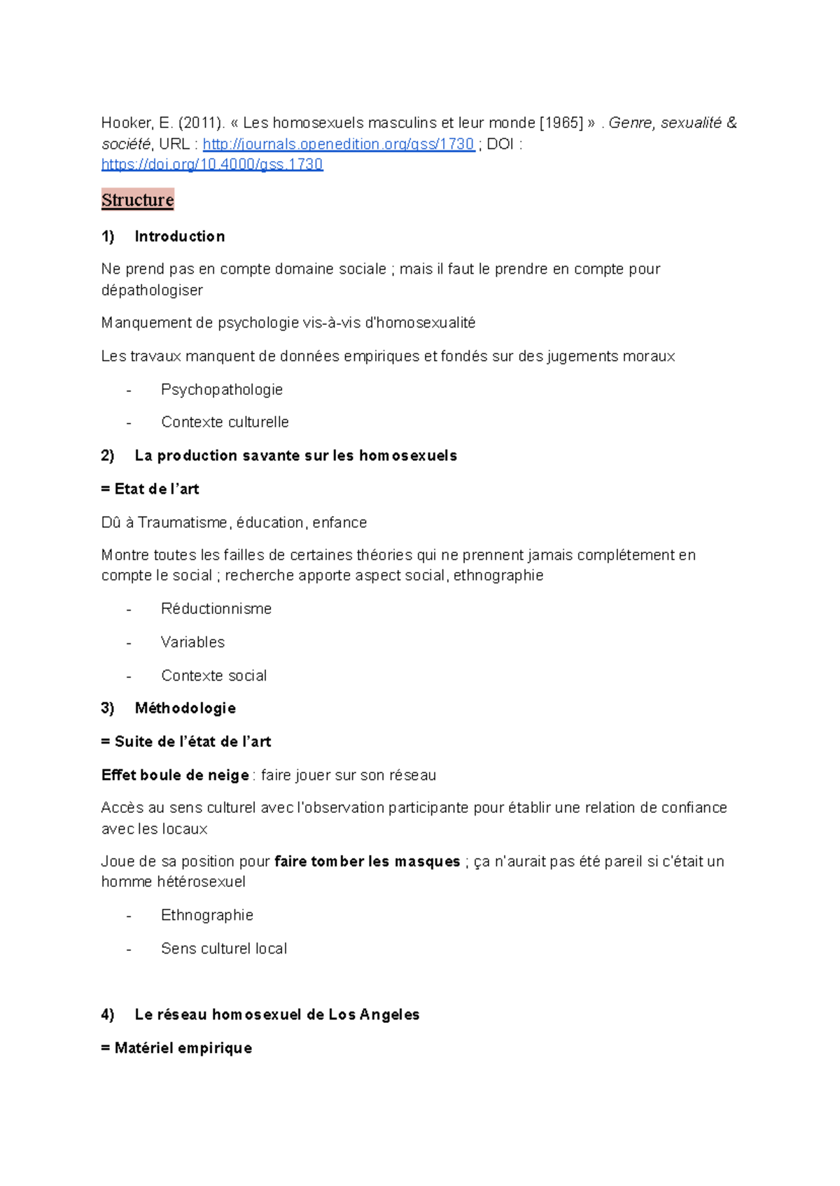 Fiche de Lecture 6 : Les Homosexuels Masculins et leur Monde en ...