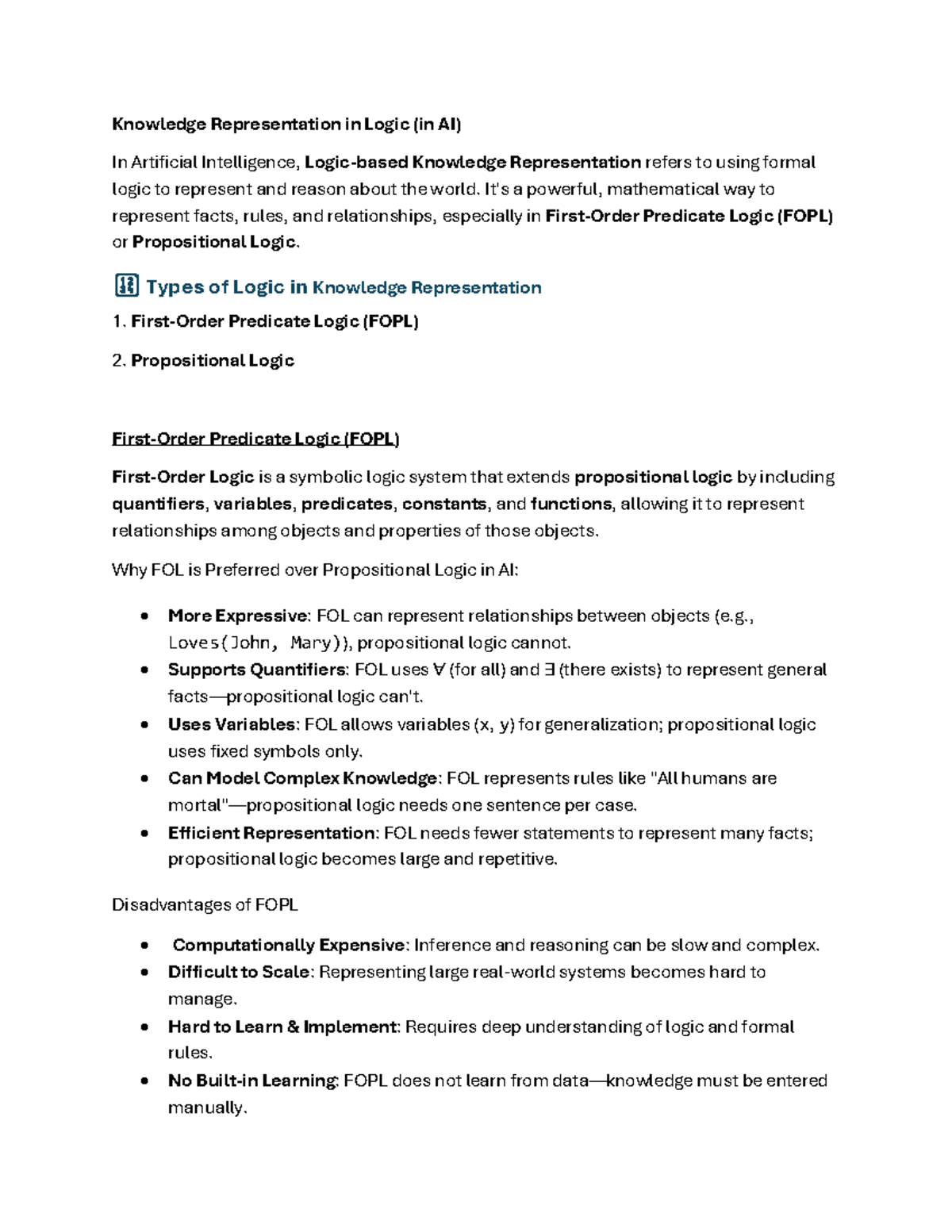 Knowledge Representation in Logic (AI) - FOPL Overview and Inference ...