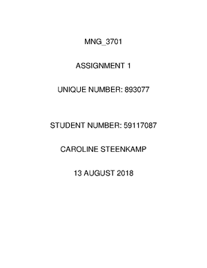 MNG3701 Assignment 1 2025 Studic - SEMESTER MNG ASSIGNMENT DUE 13 MARCH TABLE OF CONTENTS - Studocu