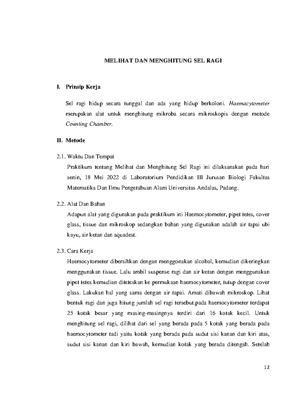 Praktikum Biologi: Teknik Melihat dan Menghitung Sel Ragi dengan ...