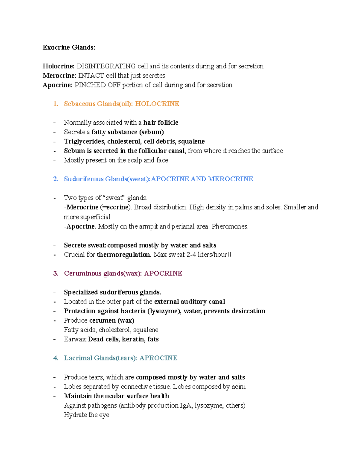 Exocrine Glands Overview: Types, Functions, and Secretions (BIO 101 ...