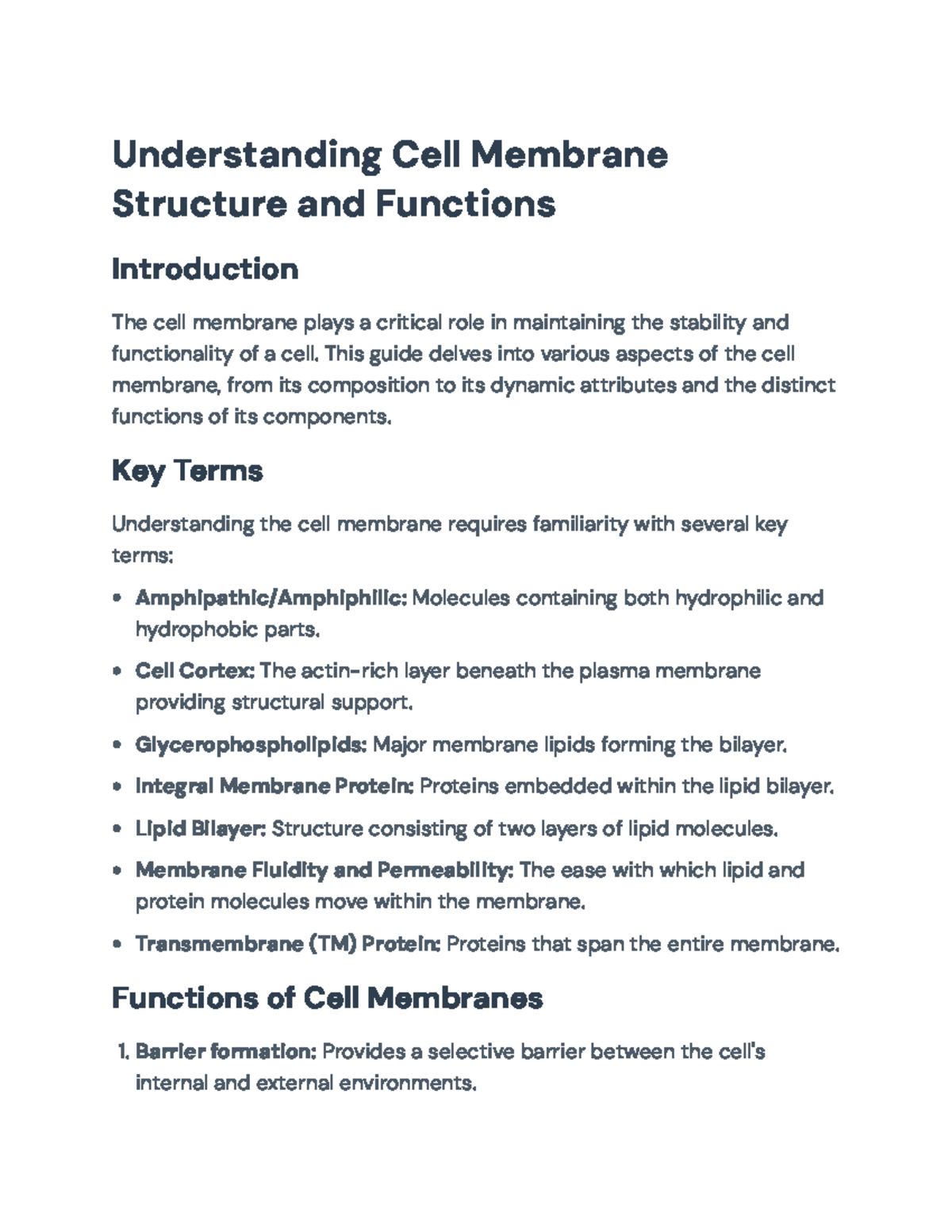Cell Membrane Structure and Functions: Key Concepts and Mechanisms - Understanding Cell Membrane ...