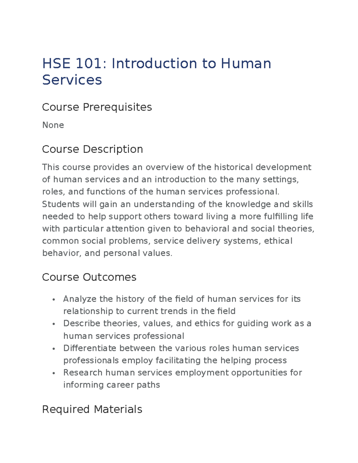 HSE 101: Overview of Human Services & Career Exploration Guide - Studocu