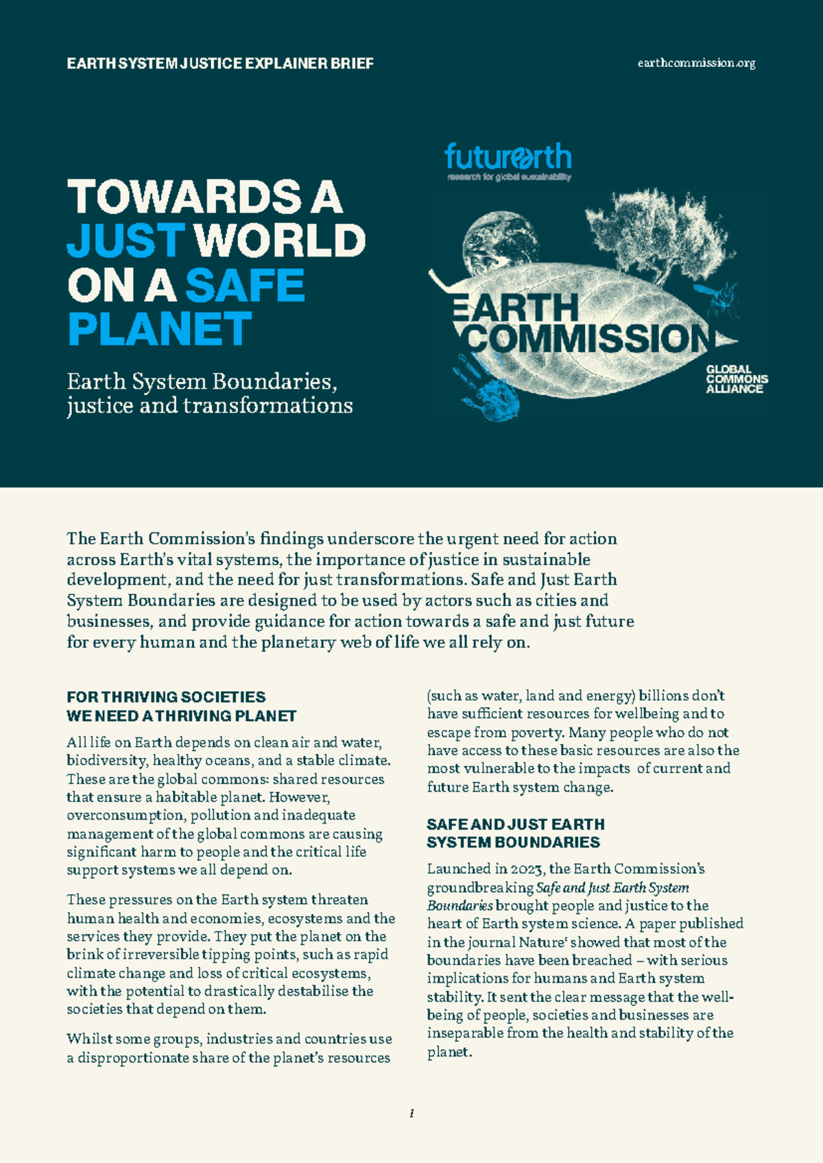 Earth System Justice Explainer Brief 2024: A Just World on a Safe ...