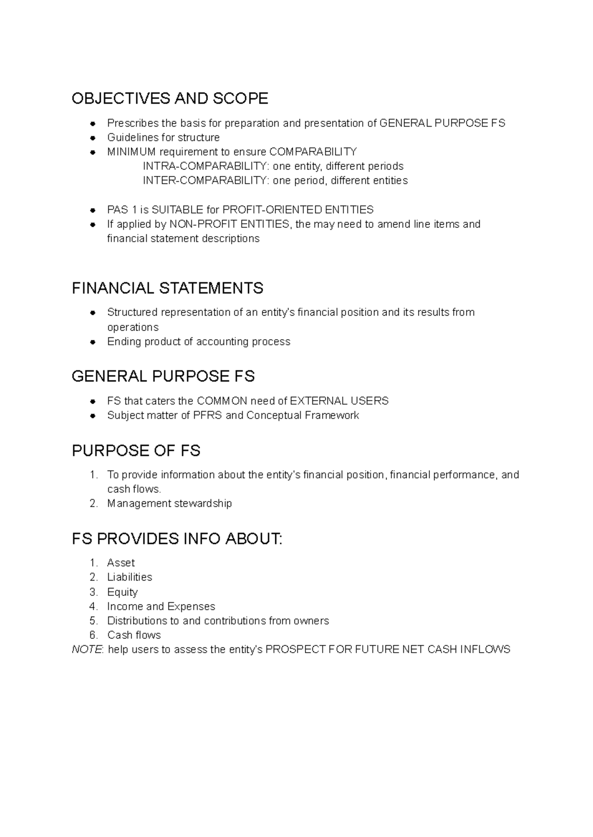 PAS 1: Framework for Presenting General Purpose Financial Statements ...