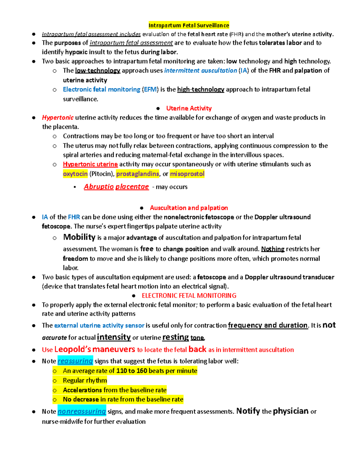 Intrapartum Fetal Surveillance: Key Concepts and Monitoring Techniques ...