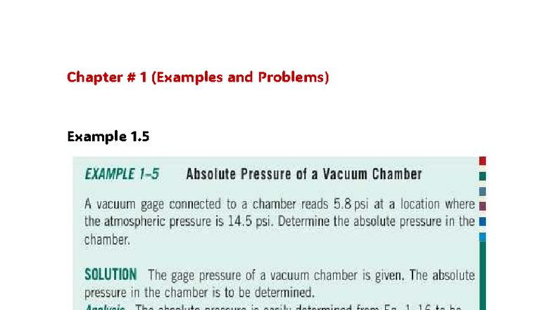 Thermo Dynamics CH 1 & 2: Examples & Problems Solutions - Studocu