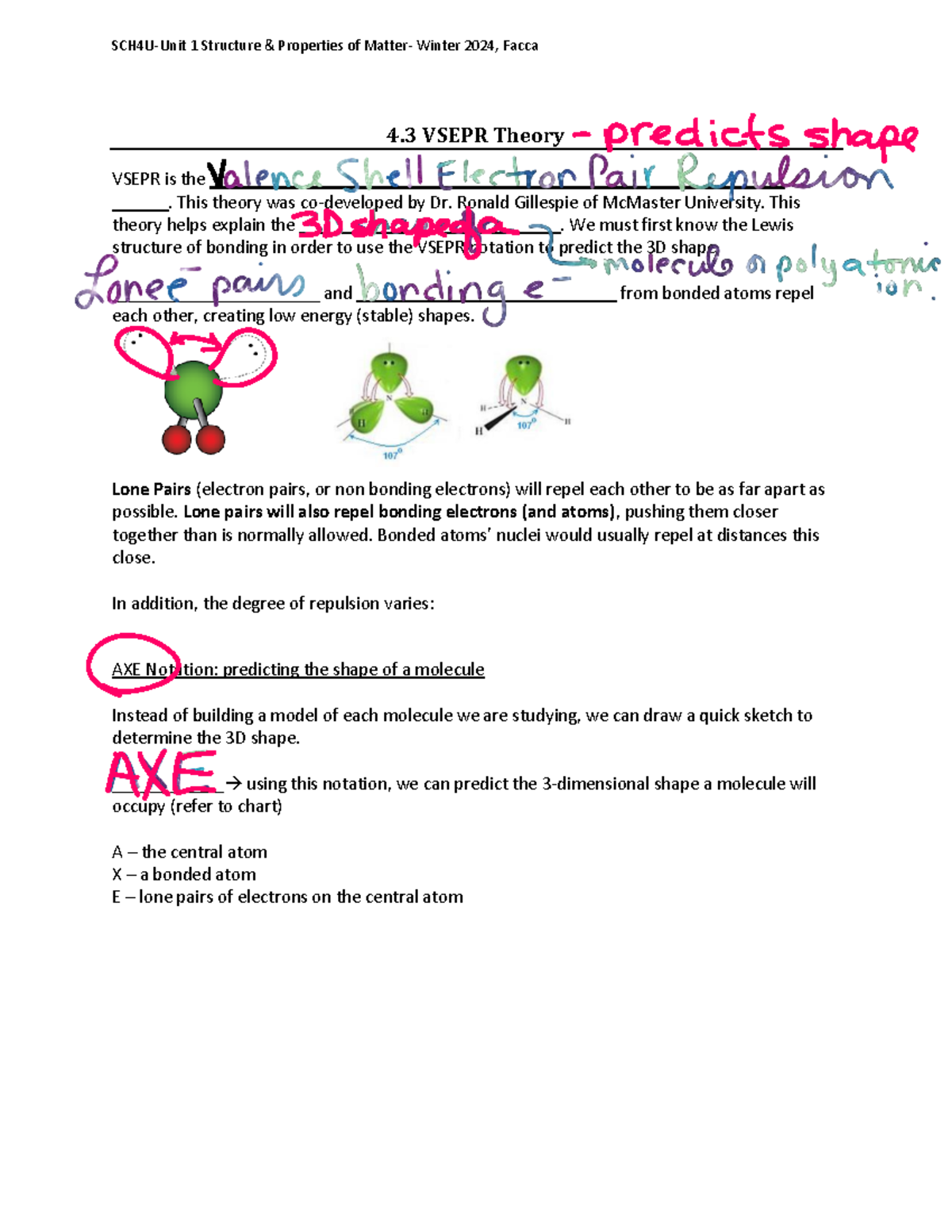 VSEPR Theory Overview - Lesson 6 - SCH4U - Studocu