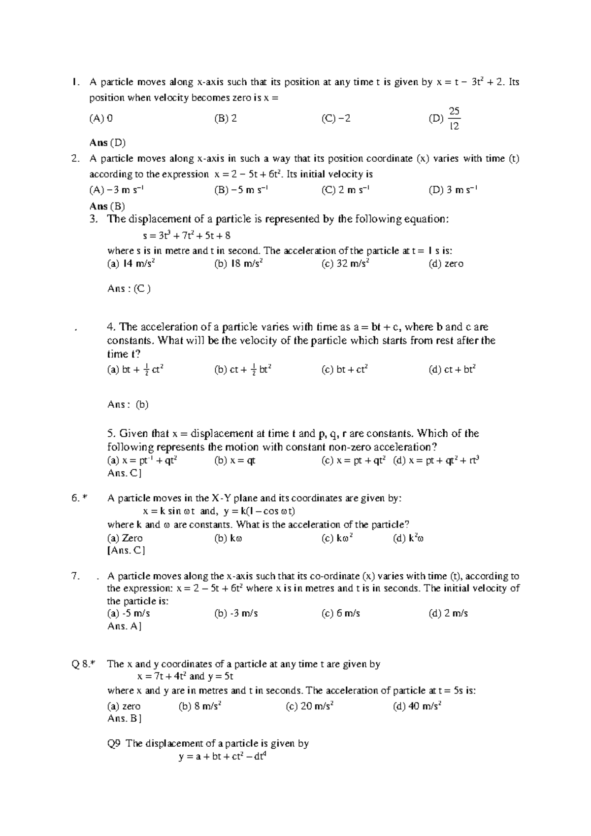 Non-Uniform Motion: Calculus Applications in Particle Dynamics - Studocu