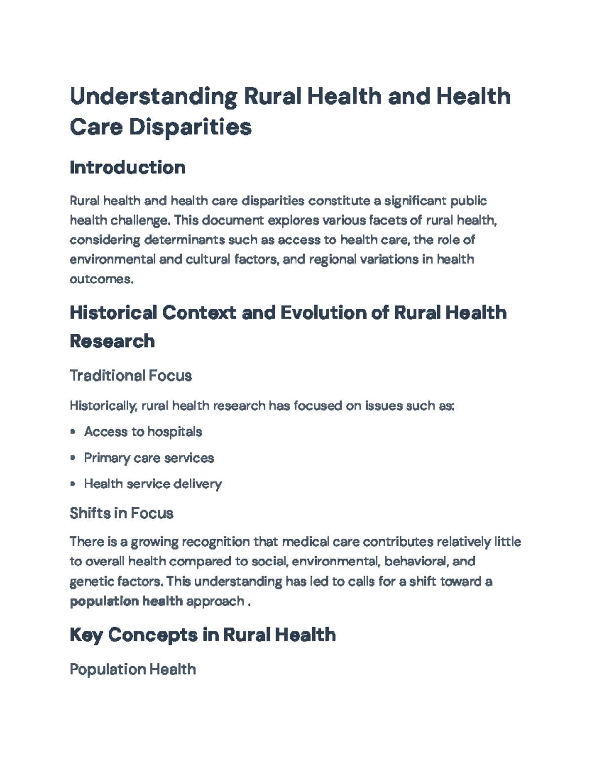 Rural Health Disparities and Policy Interventions: A Comprehensive ...