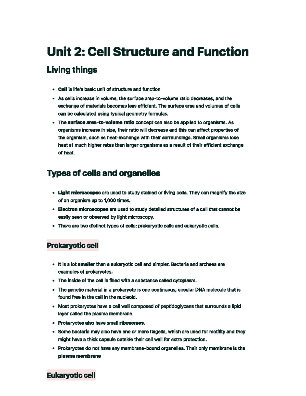 Unit 2: Cell Structure and Function Notes Knowt - Unit 2: Cell ...