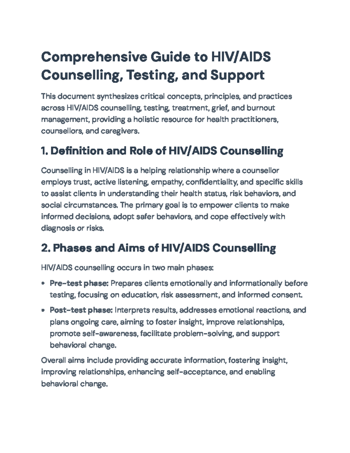 Comprehensive Guide to HIV/AIDS Counselling, Testing & Support ...