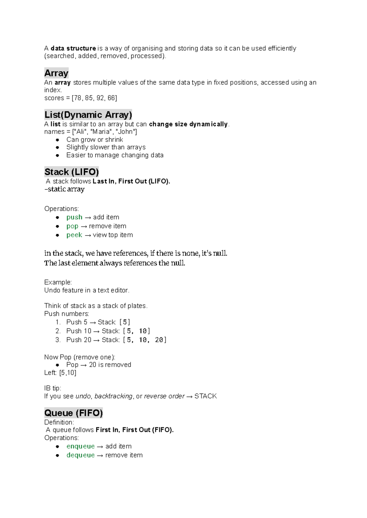 Notatki - Data Structures Overview and Key Concepts - Studocu