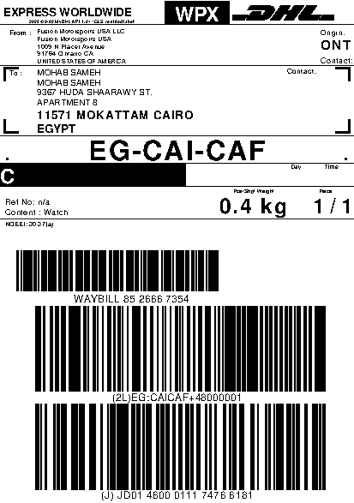 Waybill Document - 2023-09-02 MyDHL API / GLS Certified Label WPX - Studocu